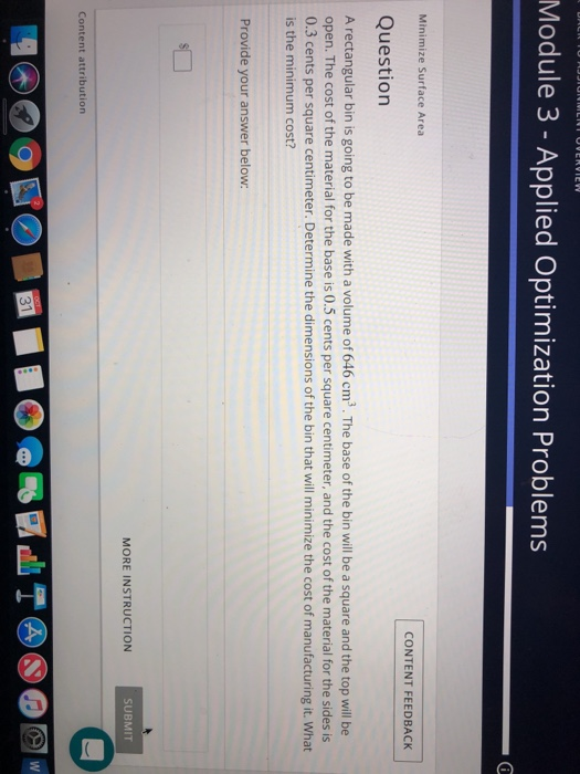Solved Module 3 - Applied Optimization Problems Minimize | Chegg.com