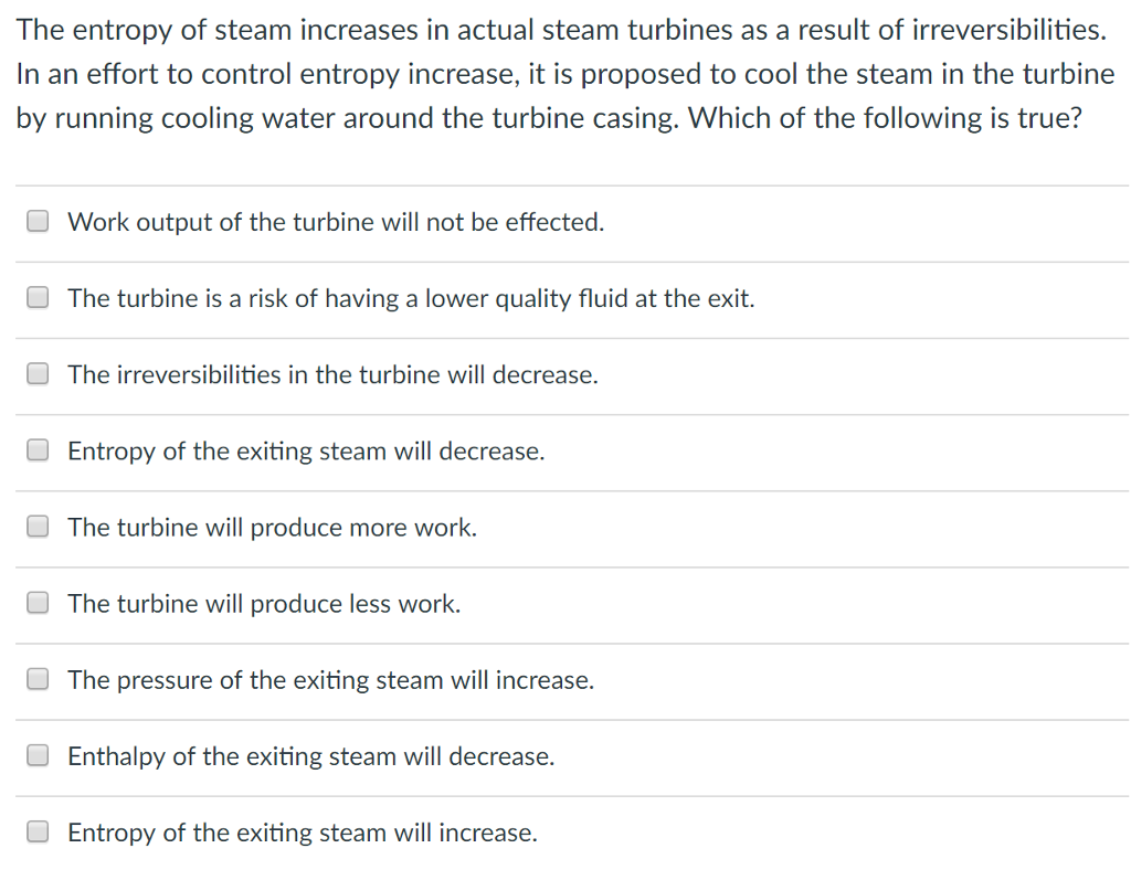 Solved The entropy of steam increases in actual steam | Chegg.com
