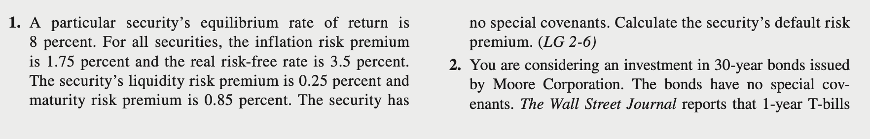 Solved 1. A particular security's equilibrium rate of return | Chegg.com