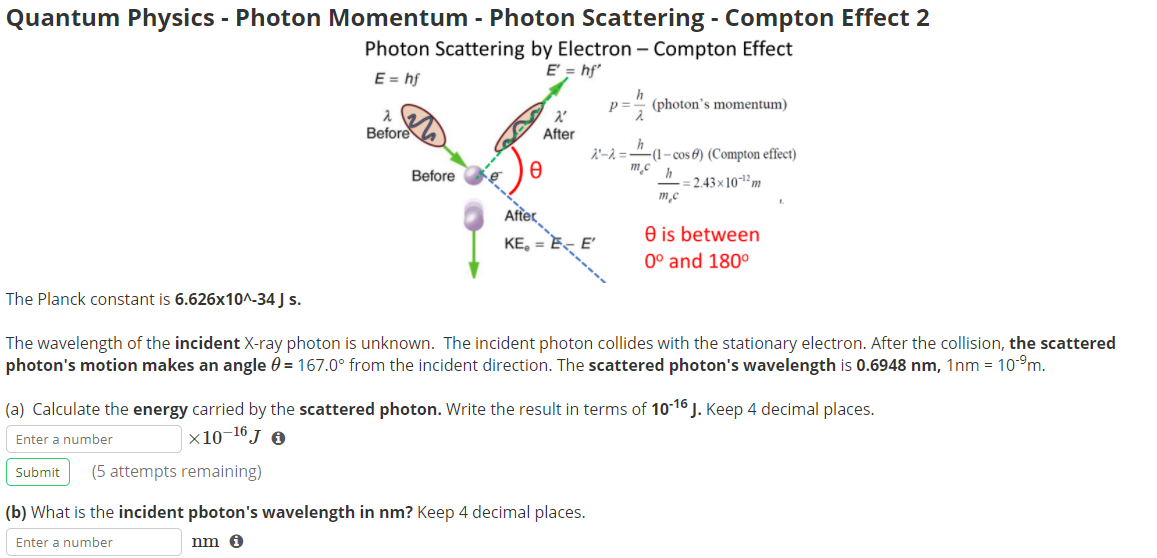 Solved Quantum Physics - Photon Momentum - Photon Scattering | Chegg.com