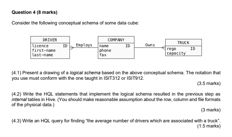 Question 4 (8 marks) Consider the following | Chegg.com