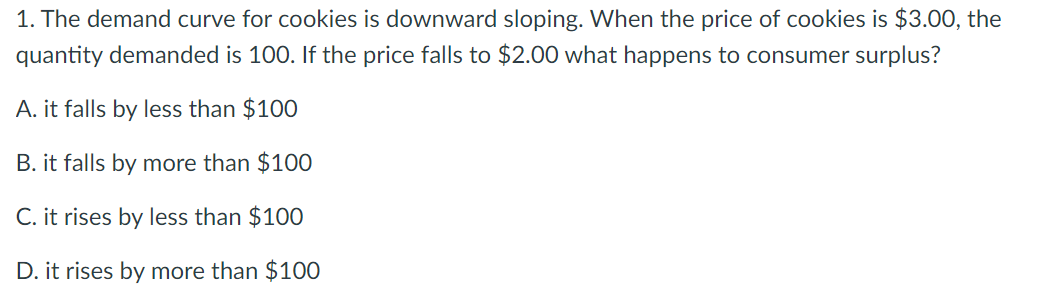 Solved 1. The demand curve for cookies is downward sloping. | Chegg.com