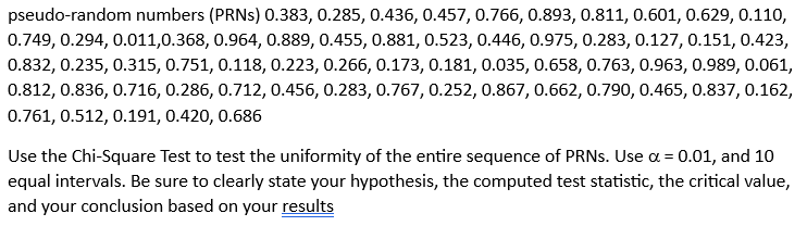 Solved pseudo-random numbers | Chegg.com