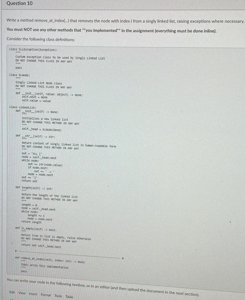 Solved Question 10 Write a method remove_at_index(..) that | Chegg.com
