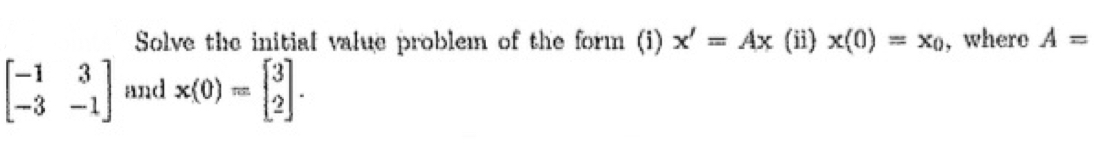 Solved Solve the initial value problem of the form (i) x′=Ax | Chegg.com