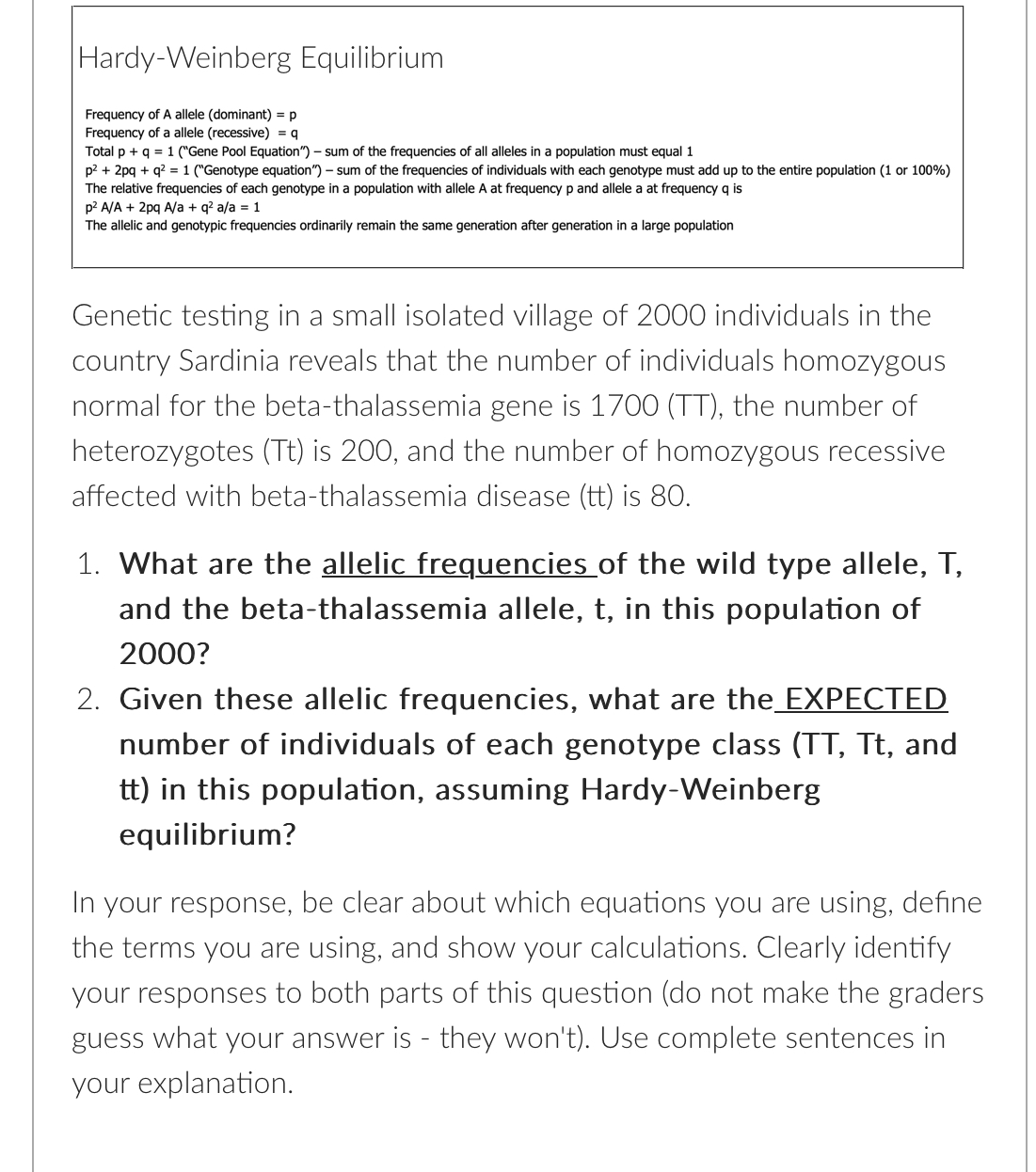 Solved Hardy-Weinberg EquilibriumFrequency of A allele | Chegg.com