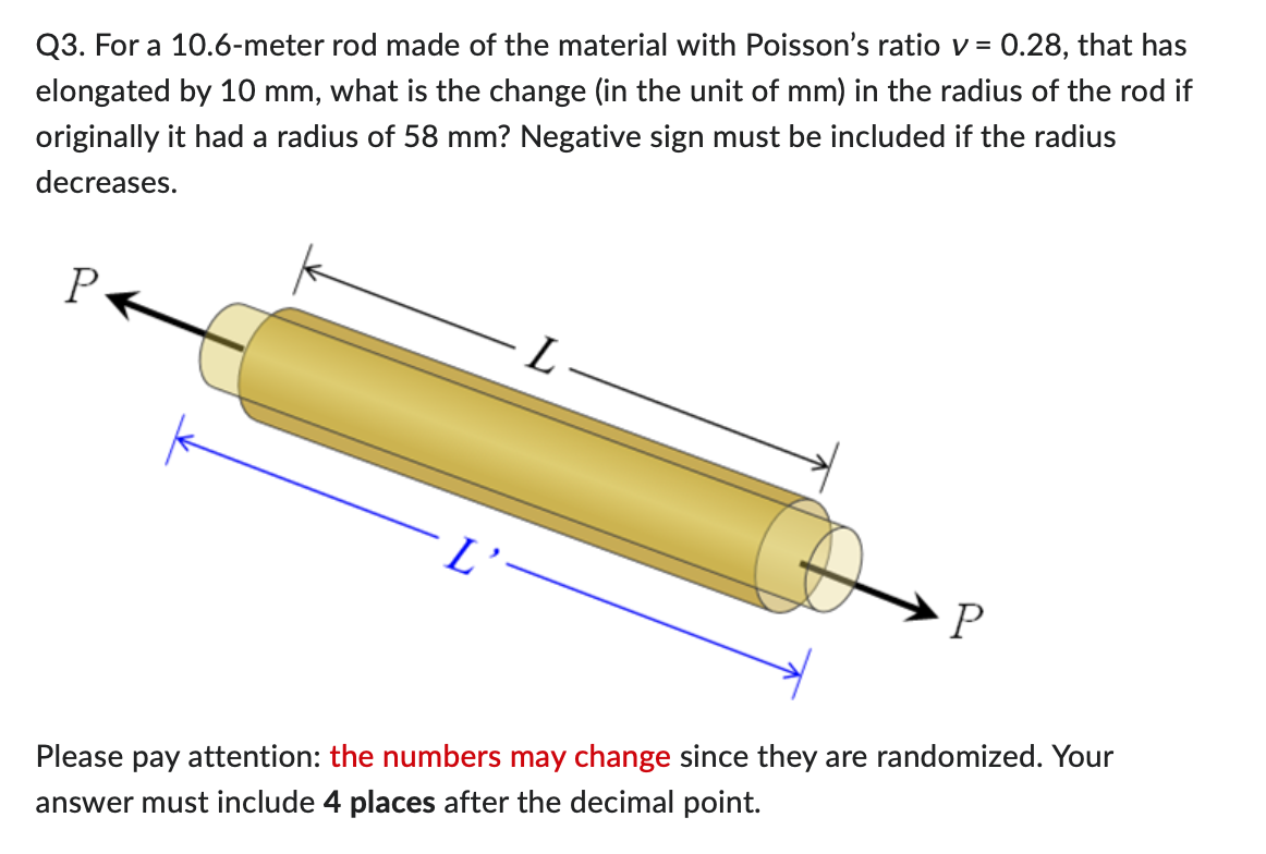 Solved Q3. For a 10.6-meter rod made of the material with | Chegg.com