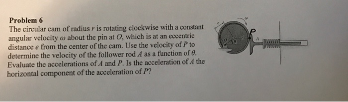Solved Problem 6 The circular cam of radius r is rotating | Chegg.com