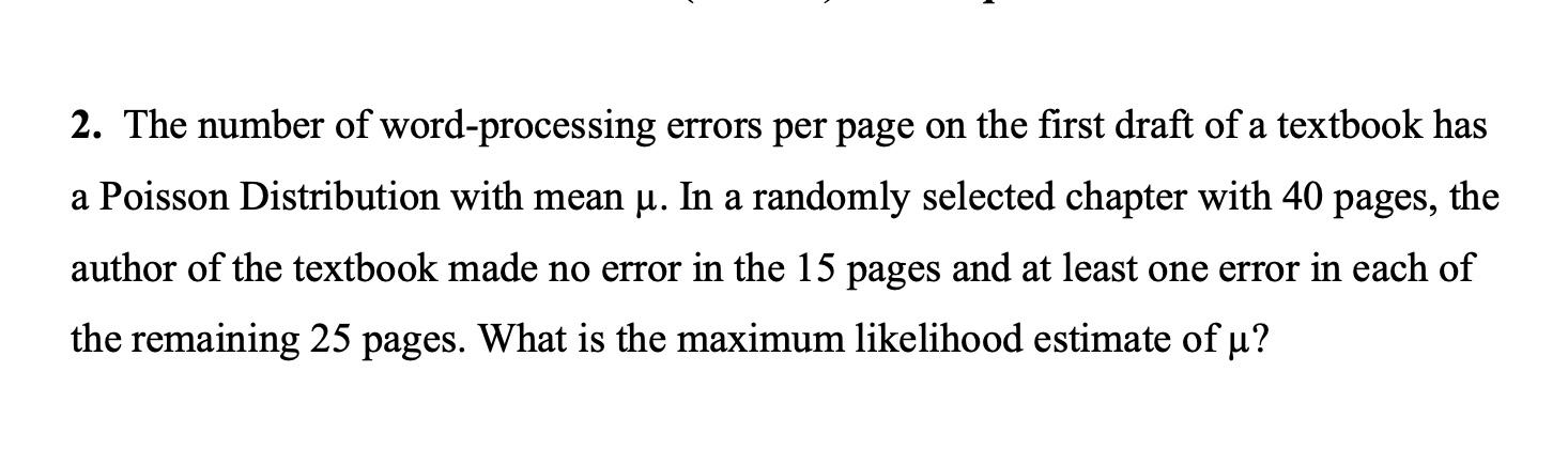 Solved 2. The number of word-processing errors per page on | Chegg.com