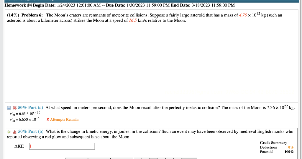 Solved (14\%) Problem 6: The Moon's craters are remnants of | Chegg.com