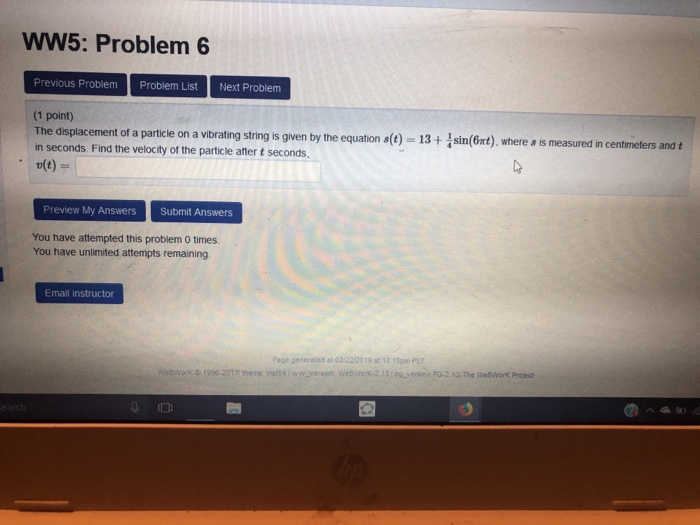 Solved The displacement of a particle on a vibrating string | Chegg.com
