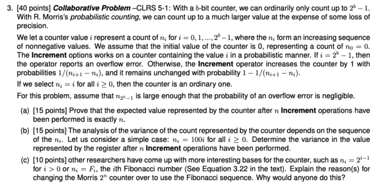 Solved 3. [40 points] Collaborative Problem-CLRS 5-1: With a | Chegg.com