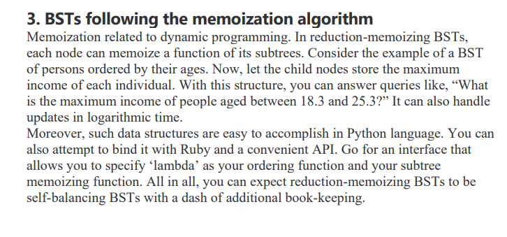 3. BSTs following the memoization algorithm | Chegg.com