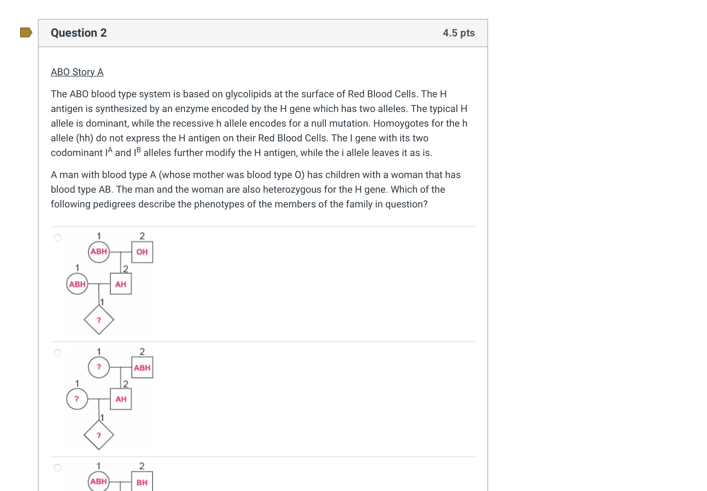 Solved ABO Story A The ABO blood type system is based on | Chegg.com