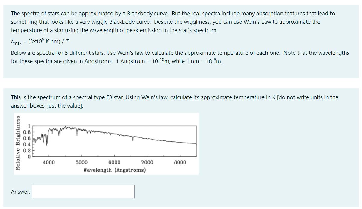 Solved The spectra of stars can be approximated by a | Chegg.com
