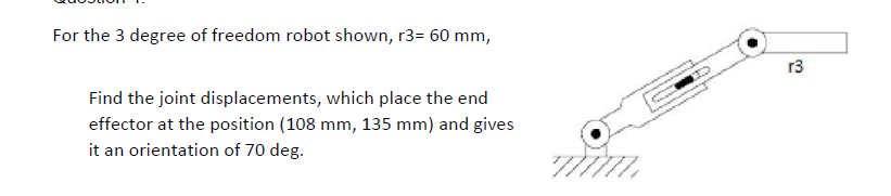 Solved For the 3 degree of freedom robot shown, r3=60 mm, | Chegg.com