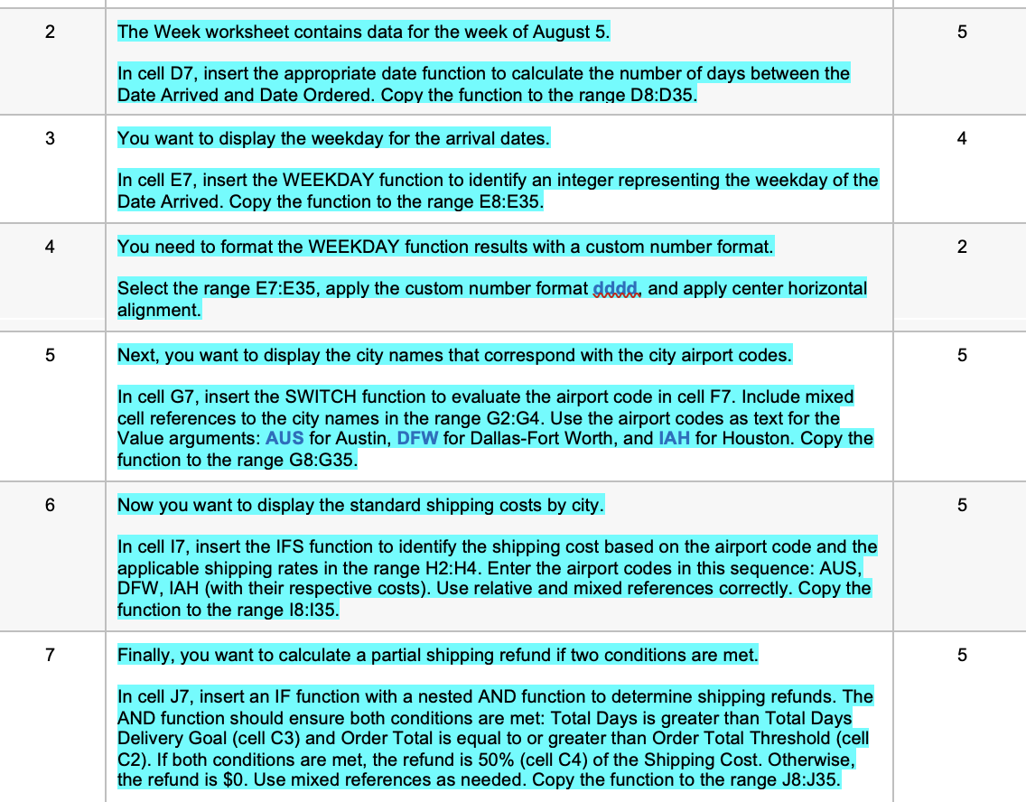 Solved I need help with this chapter 7 excel project. I am | Chegg.com