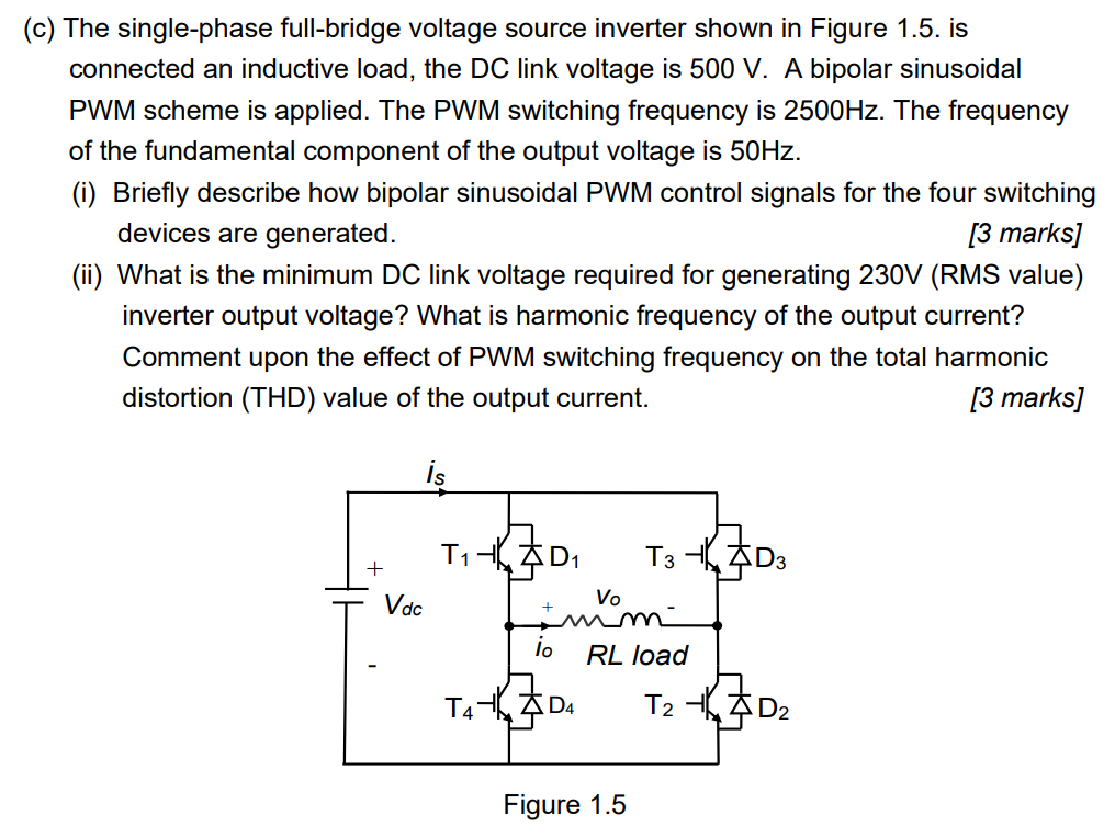 Solved (c) The single-phase full-bridge voltage source | Chegg.com