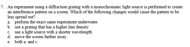 Solved 6.A two-point source interference pattern is | Chegg.com