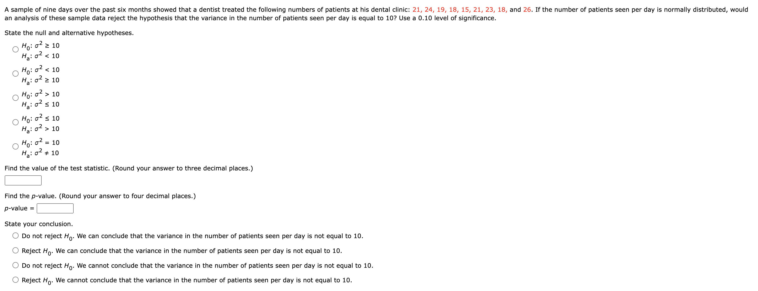 Solved an analysis of these sample data reject the | Chegg.com