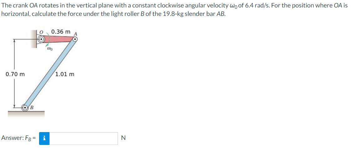 Solved The crank OA rotates in the vertical plane with a | Chegg.com