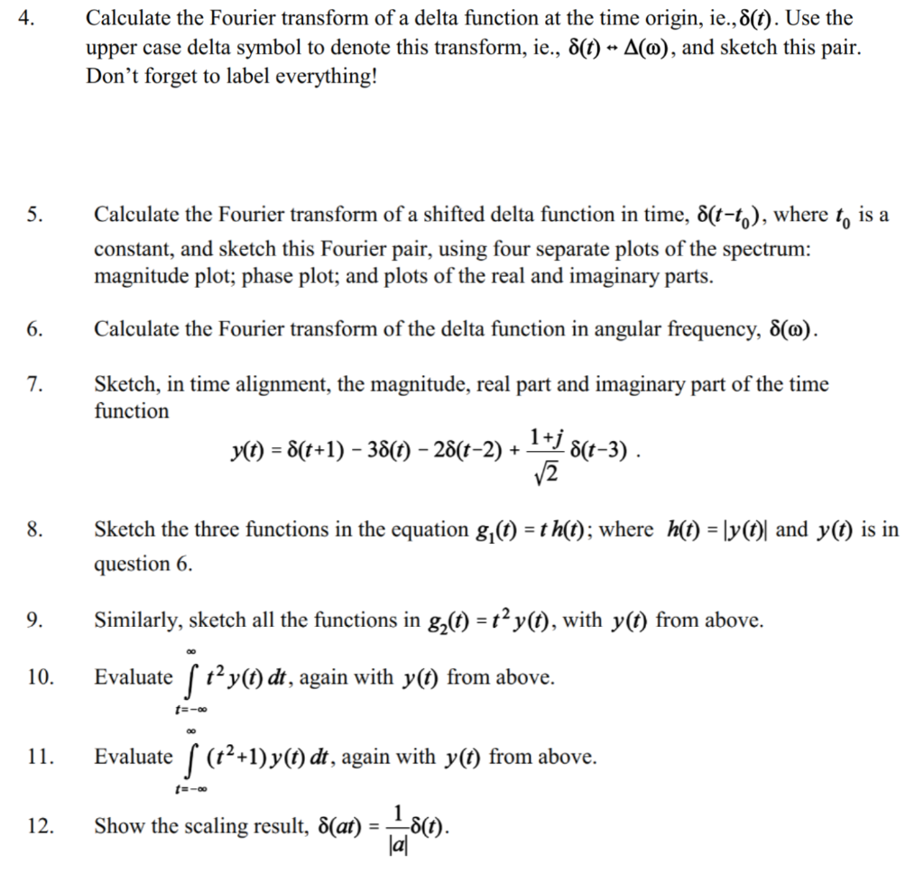 Solved 4. Calculate the Fourier transform of a delta | Chegg.com