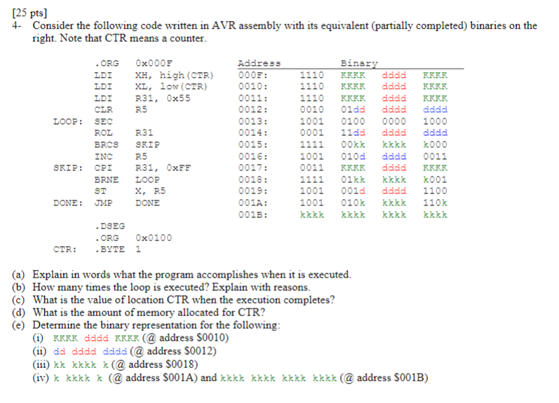 Solved [25 pts] 4- Consider the following code written in | Chegg.com