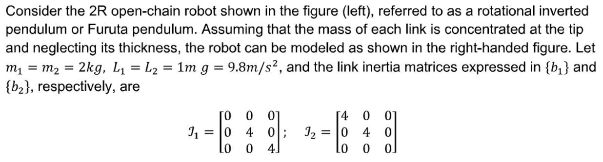 Consider the 2R open-chain robot shown in the figure | Chegg.com
