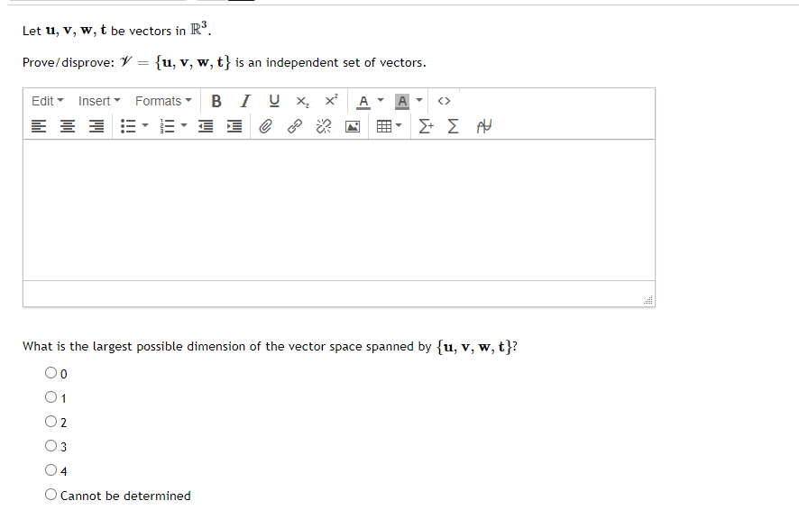 Solved Let u,v,w,t be vectors in R3. Prove/disprove: | Chegg.com