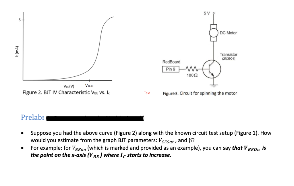 Solved 5 V st DC Motor Ic(mA) Transistor (2N3904) RedBoard | Chegg.com