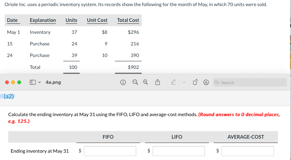 Solved Calculate the ending inventory at May 31 using the | Chegg.com