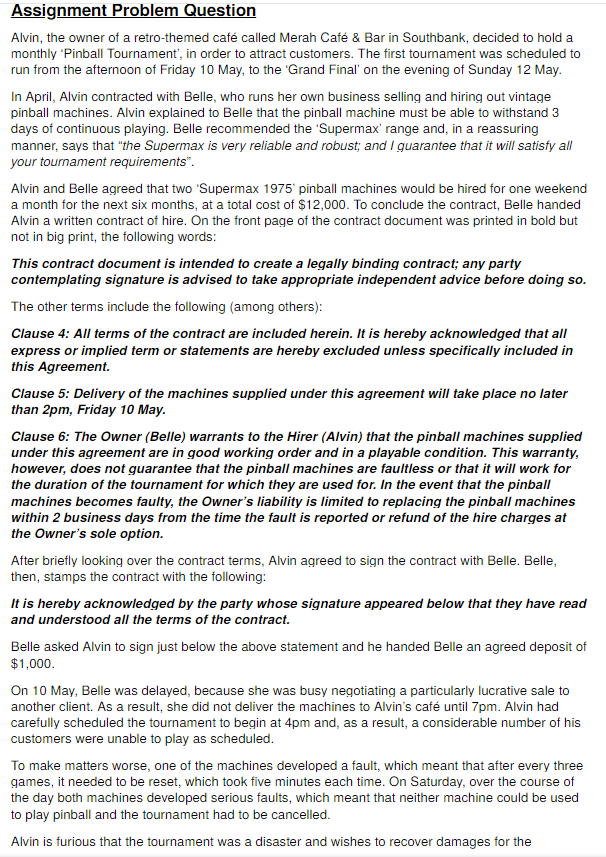 Solved Assignment Problem Question Alvin, the owner of a | Chegg.com