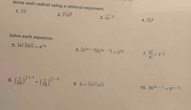 Solved Write each radical using a rational exponent. 1. V7 | Chegg.com