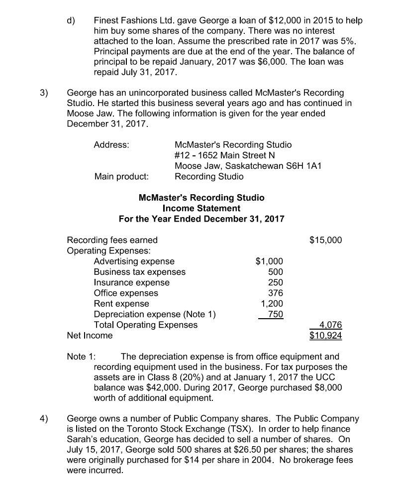 GEORGE MCMASTER'S TAX RETURN George McMaster is a 45 | Chegg.com