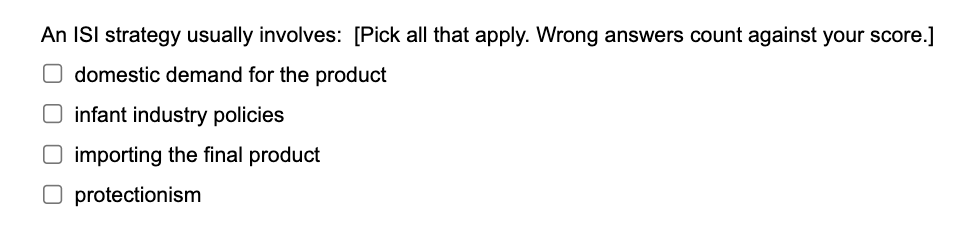 An ISI strategy usually involves: [Pick all that | Chegg.com