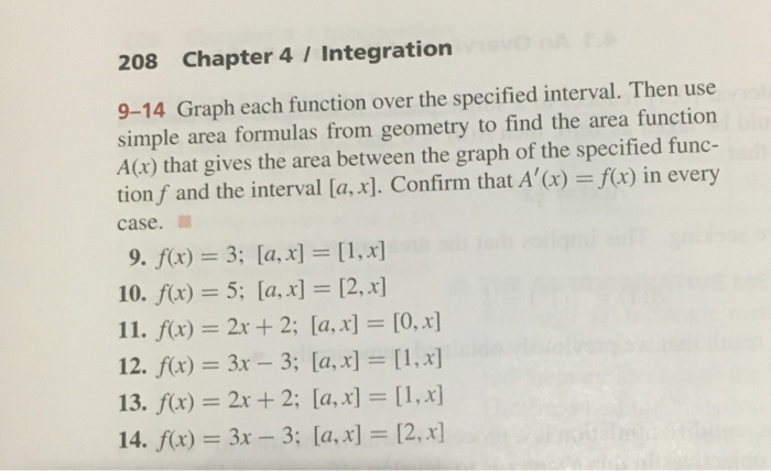 Solved 208 Chapter 4 Integration 9-14 Graph each function | Chegg.com