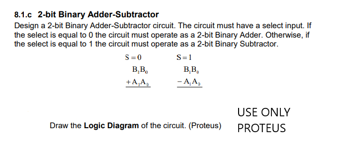 Solved 8.1.c 2-bit Binary Adder-Subtractor Design a 2-bit | Chegg.com