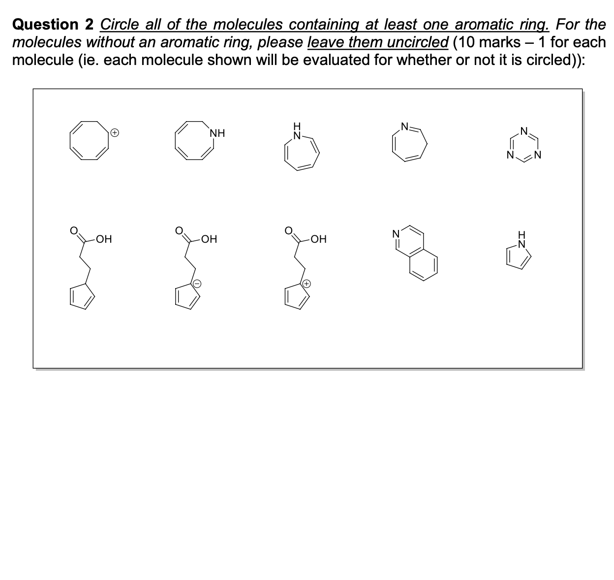 Question 2 ﻿Circle all of the molecules containing at | Chegg.com