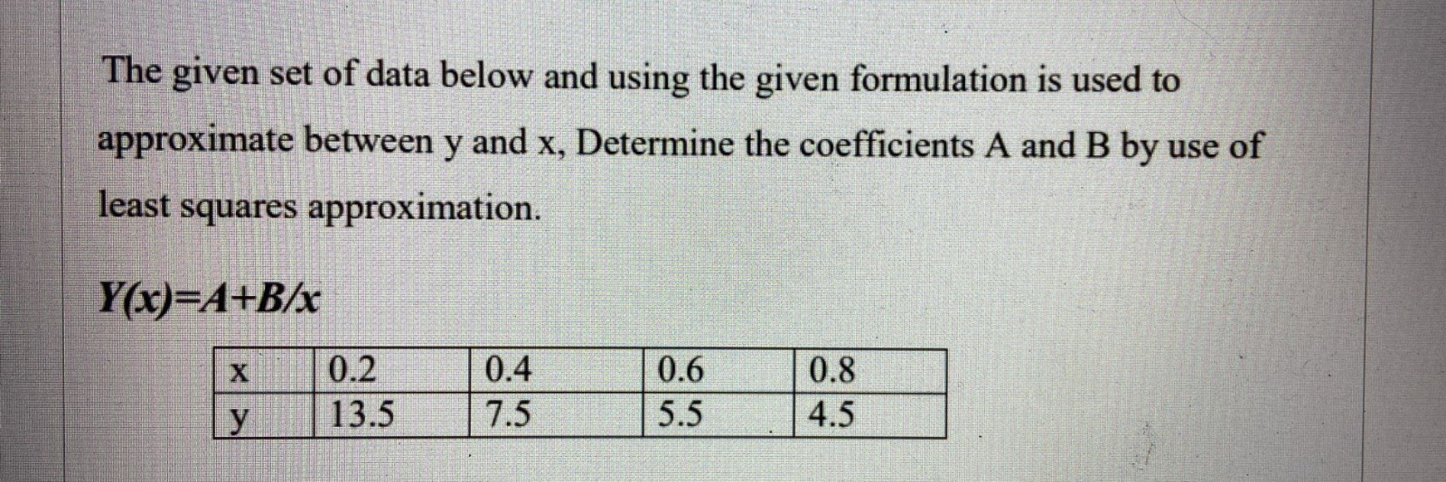 Solved The given set of data below and using the given | Chegg.com