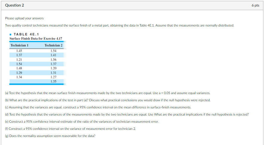 Solved Question 2 6 pts Please upload your answers Two | Chegg.com