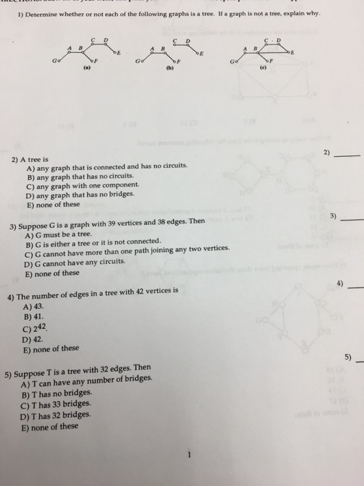 Solved 1) Determine whether or not each of the following | Chegg.com