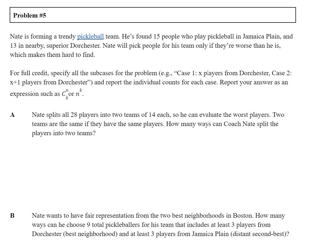 Solved Solution must include: 5A - Uses correct counting | Chegg.com