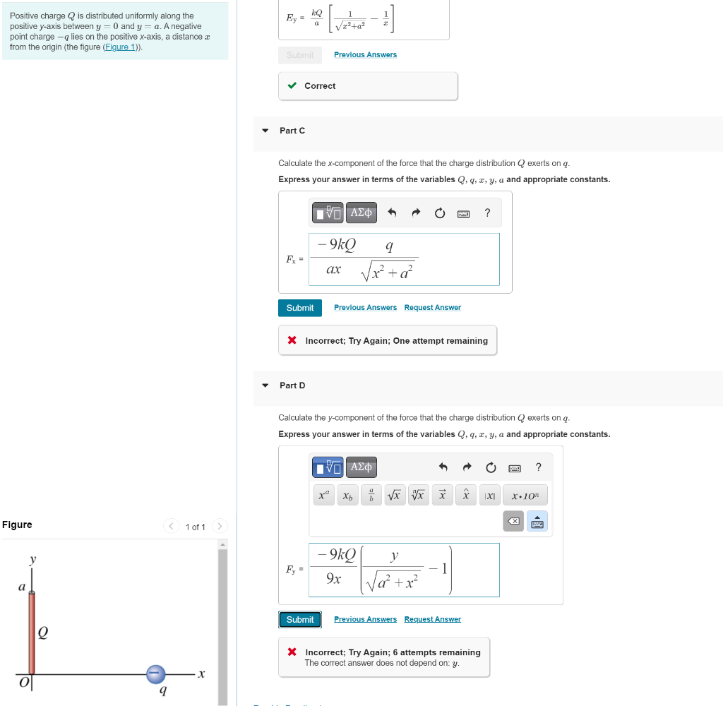 Solved Positive charge Q is distributed uniformly along the | Chegg.com