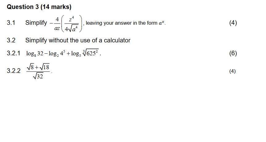 Solved 3.1 Simplify −az4(4a4z4), leaving your answer in the | Chegg.com