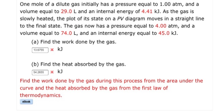 Solved One mole of a dilute gas initially has a pressure | Chegg.com