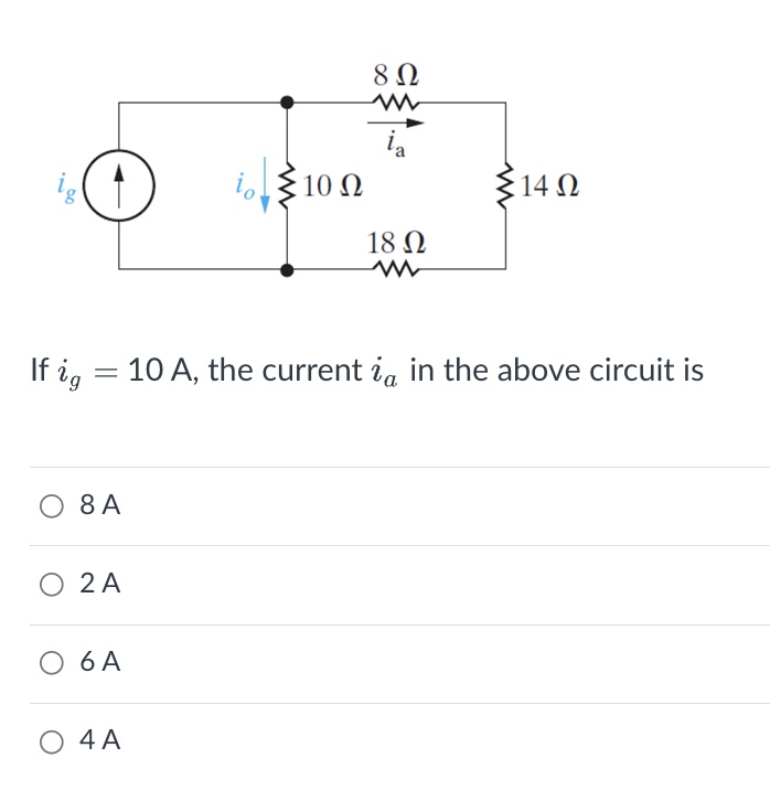 Solved If ig=10A, ﻿the current ia ﻿in the above circuit is8 | Chegg.com
