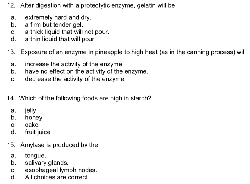 Solved C. 12. After digestion with a proteolytic enzyme, | Chegg.com