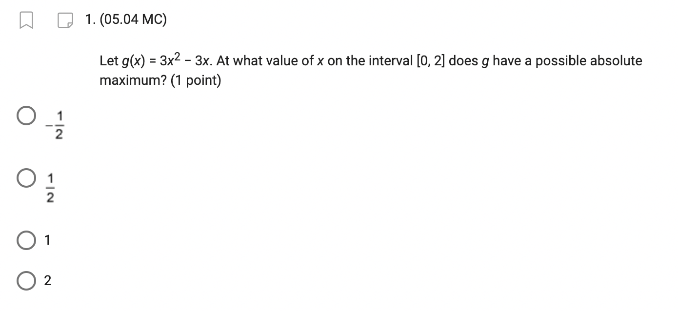 Solved Let g(x)=3x2−3x. At what value of x on the interval | Chegg.com