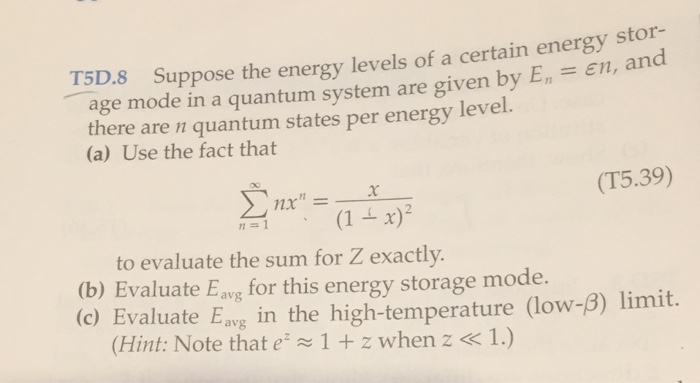Solved Suppose the energy levels of a certain energy storage | Chegg.com