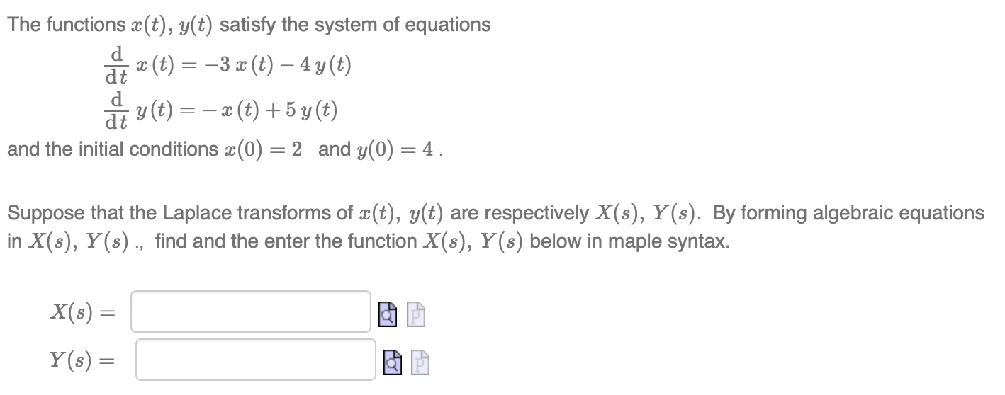 Solved The functions x(t),y(t) satisfy the system of | Chegg.com